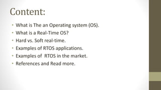 Real time operating systems (rtos) concepts 1 | PPTX