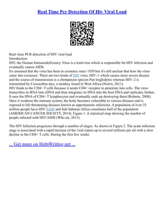 Real Time Pcr Detection Of Hiv Viral Load | PDF