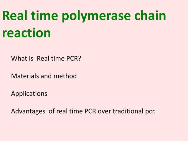 Real time pcr method | PPTX | Chemistry | Science