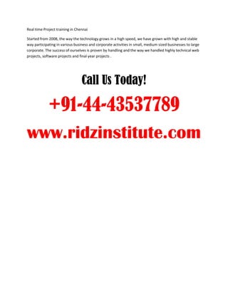 Real time Project training in Chennai