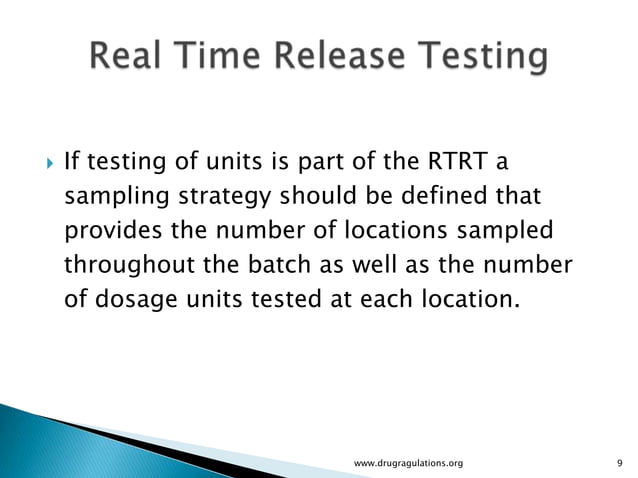 Real time release testing | PPTX | Chemistry | Science