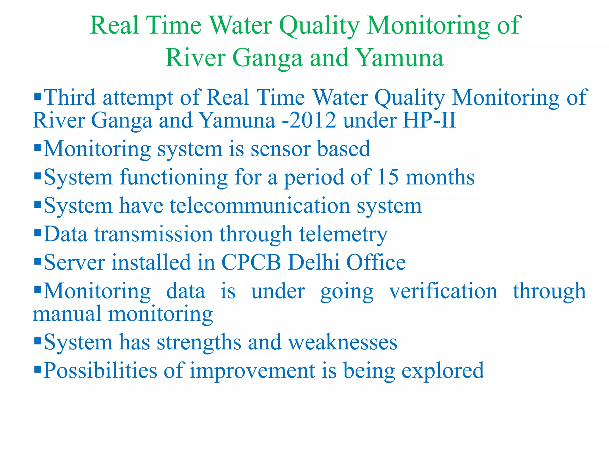 Real time water quality monitoring system in ganga basin | PPTX