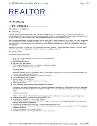 Realtor Magazine Article on Pre-Listing | PDF