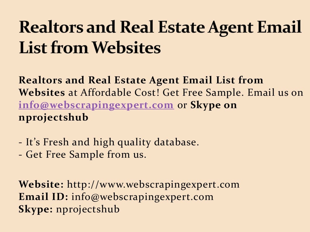 Realtors and Real Estate Agent Email List from Websites