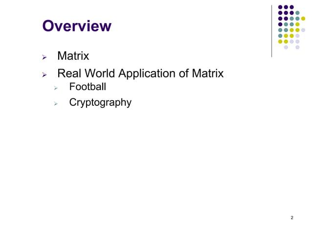 Real world applications of matrices | PPT