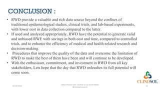 REAL WORLD DATA SOURCES AND APPLICATIONS IN HEALTH OUTCOMES RESEARCH | PPTX