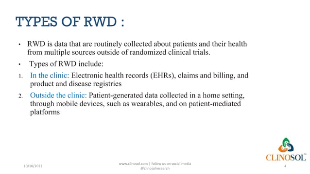 REAL WORLD DATA SOURCES AND APPLICATIONS IN HEALTH OUTCOMES RESEARCH ...
