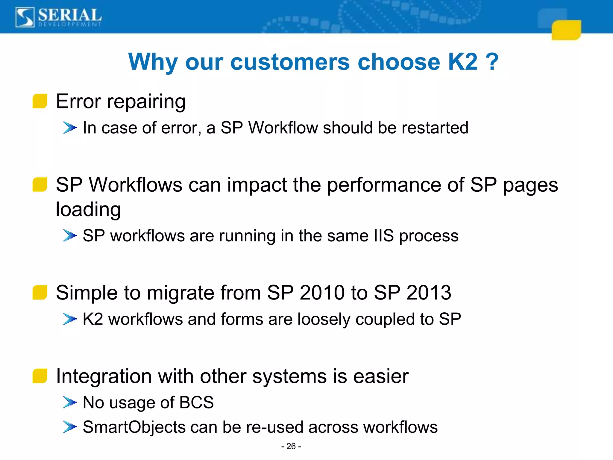 Real world experience with SharePoint and k2 workflows | PPTX