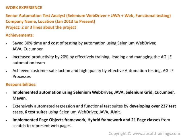 Real world selenium resume which gets more job interviews | PPT