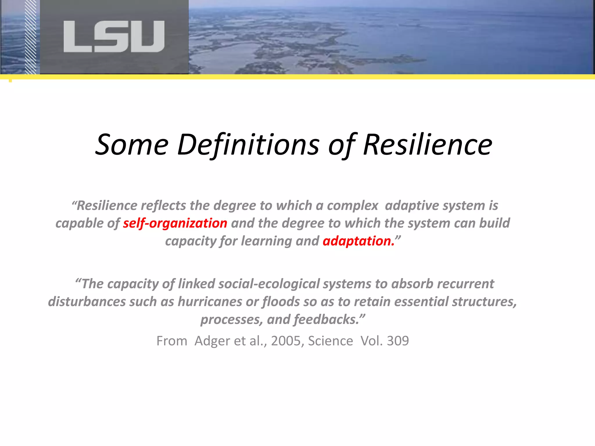 Resilient Human Communities - Social-Ecological Resilience Theory | PPT