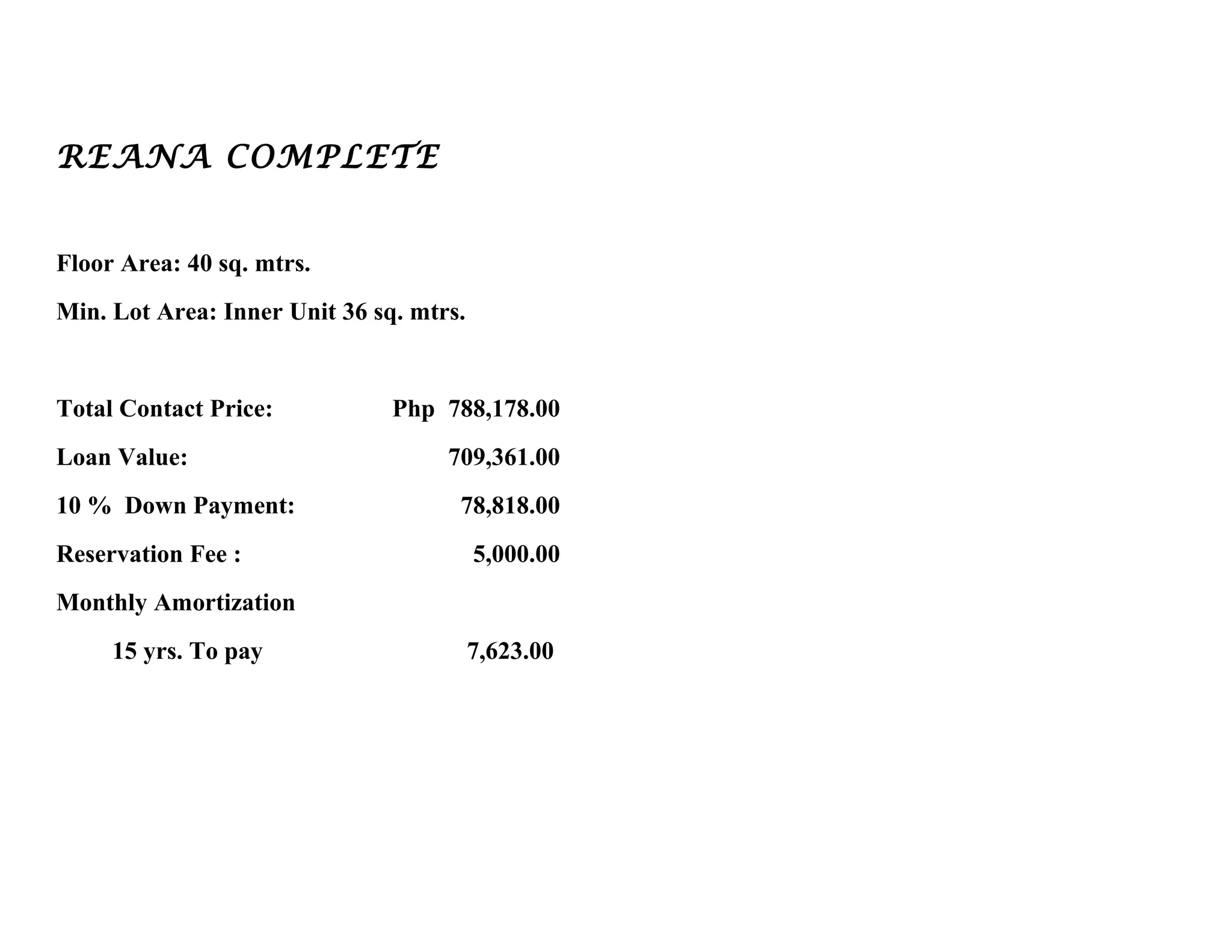 Reana complete(Camella Homes) | DOC