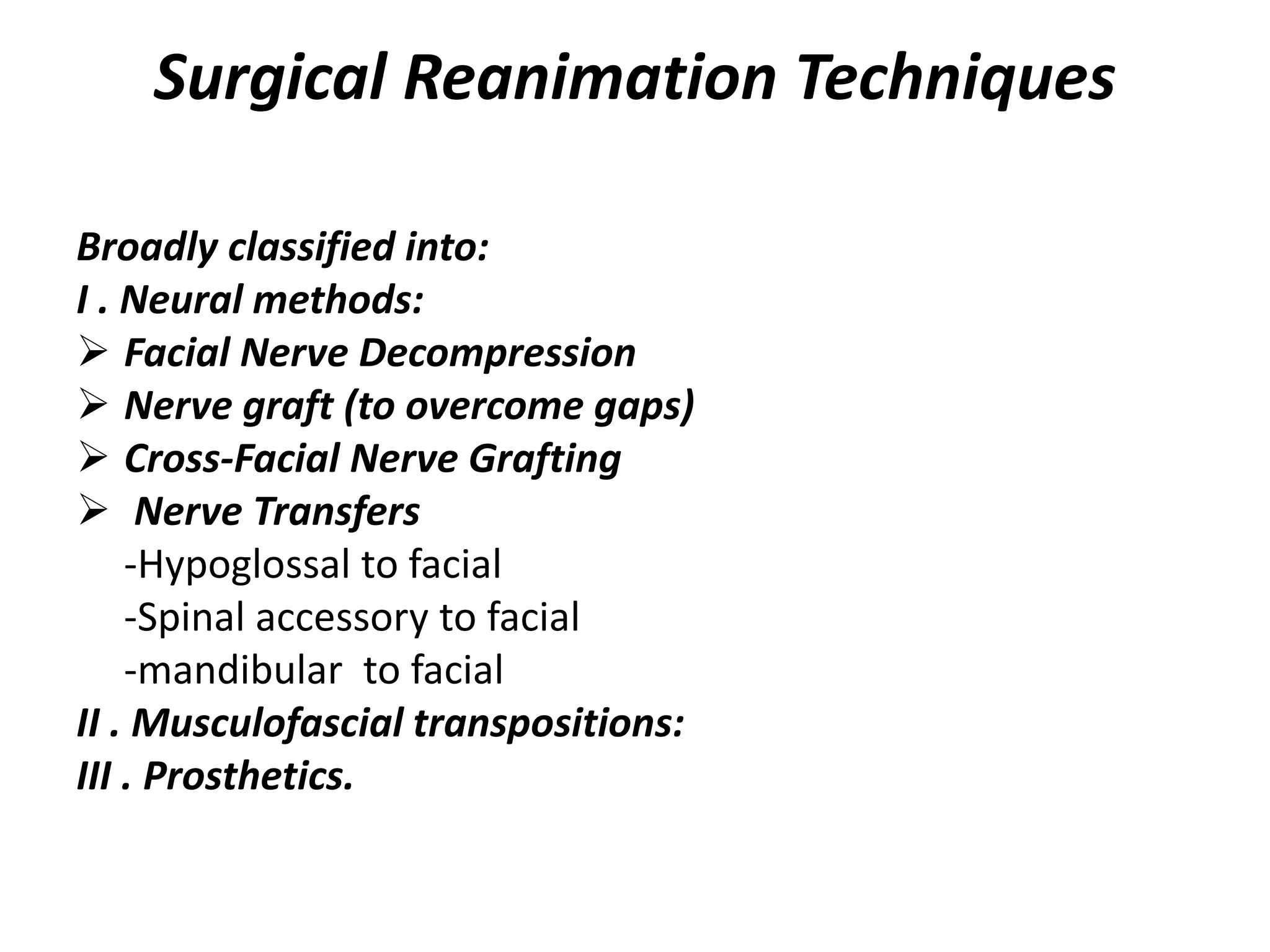 Reanimation of facial paralysis | PPTX