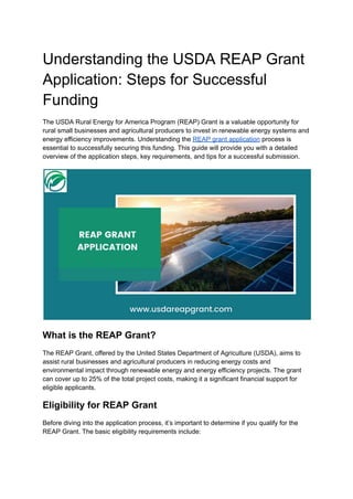 Navigating the REAP Grant Application: Steps for Successful Funding ...