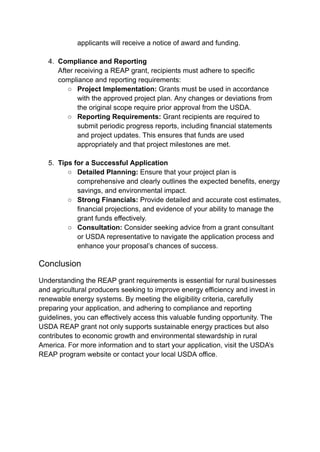 Essential REAP Grant Requirements for USDA Funding | PDF