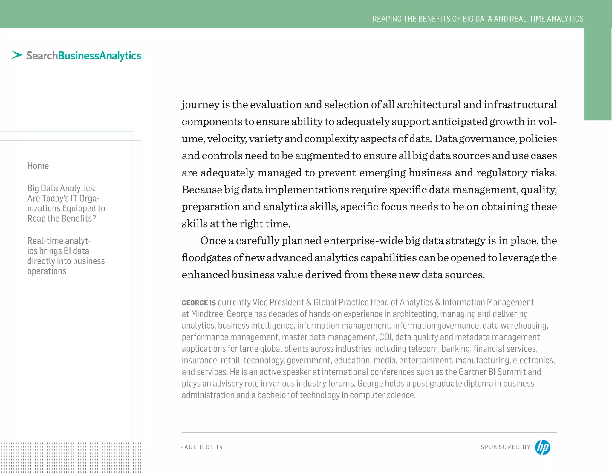 Reaping the benefits of Big Data and real time analytics | PPT