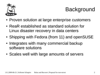 Relax and Recover rear-server Proposal 1.0 | PPT