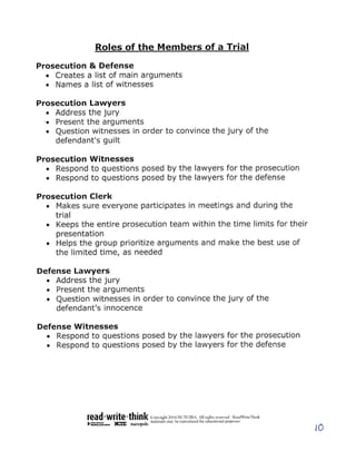 Literary Mock Trial Full Instructions for Students | PDF