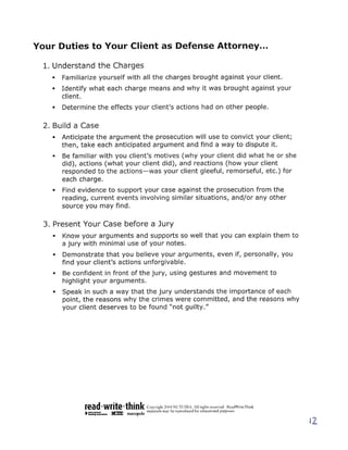 Literary Mock Trial Full Instructions for Students | PDF