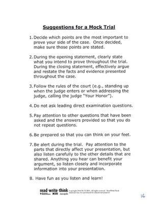 Literary Mock Trial Full Instructions for Students | PDF