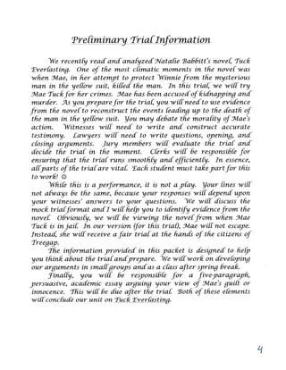 Literary Mock Trial Full Instructions for Students | PDF