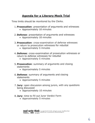 Literary Mock Trial Full Instructions for Students | PDF