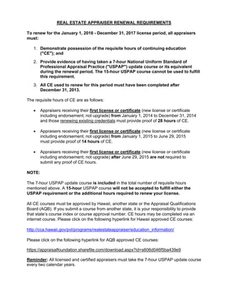 REA renewal requirements 16-17 | PDF | Real Estate