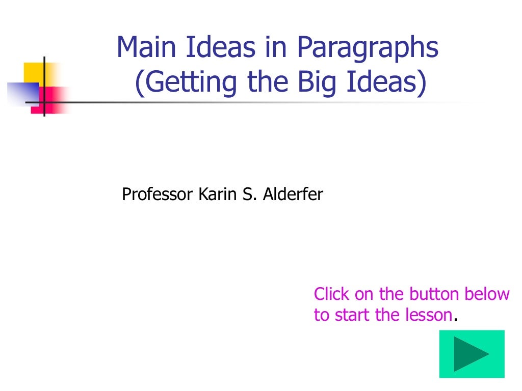 Main Ideas in Paragraphs | PPT