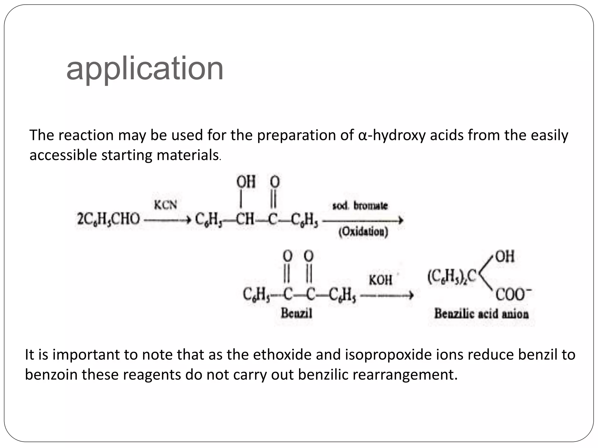 Rearrangement of benzilic acid | PPTX