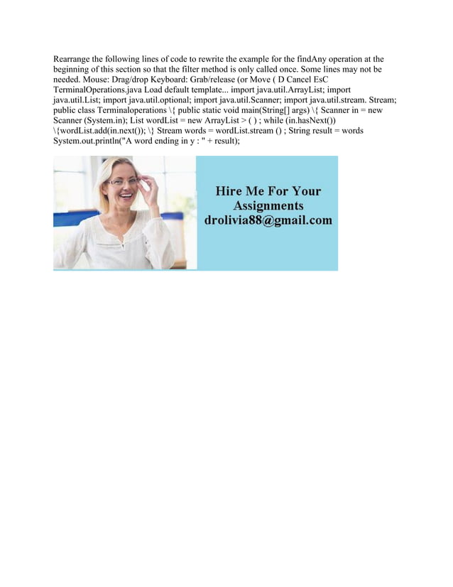 Rearrange the following lines of code to rewrite the example for the f ...