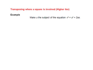 Rearranging Or Transposing Formulae | PPTX