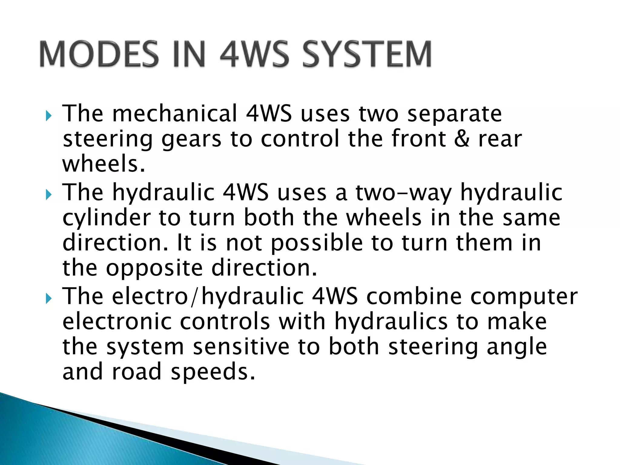 Rear wheel steering system ppt | PPTX