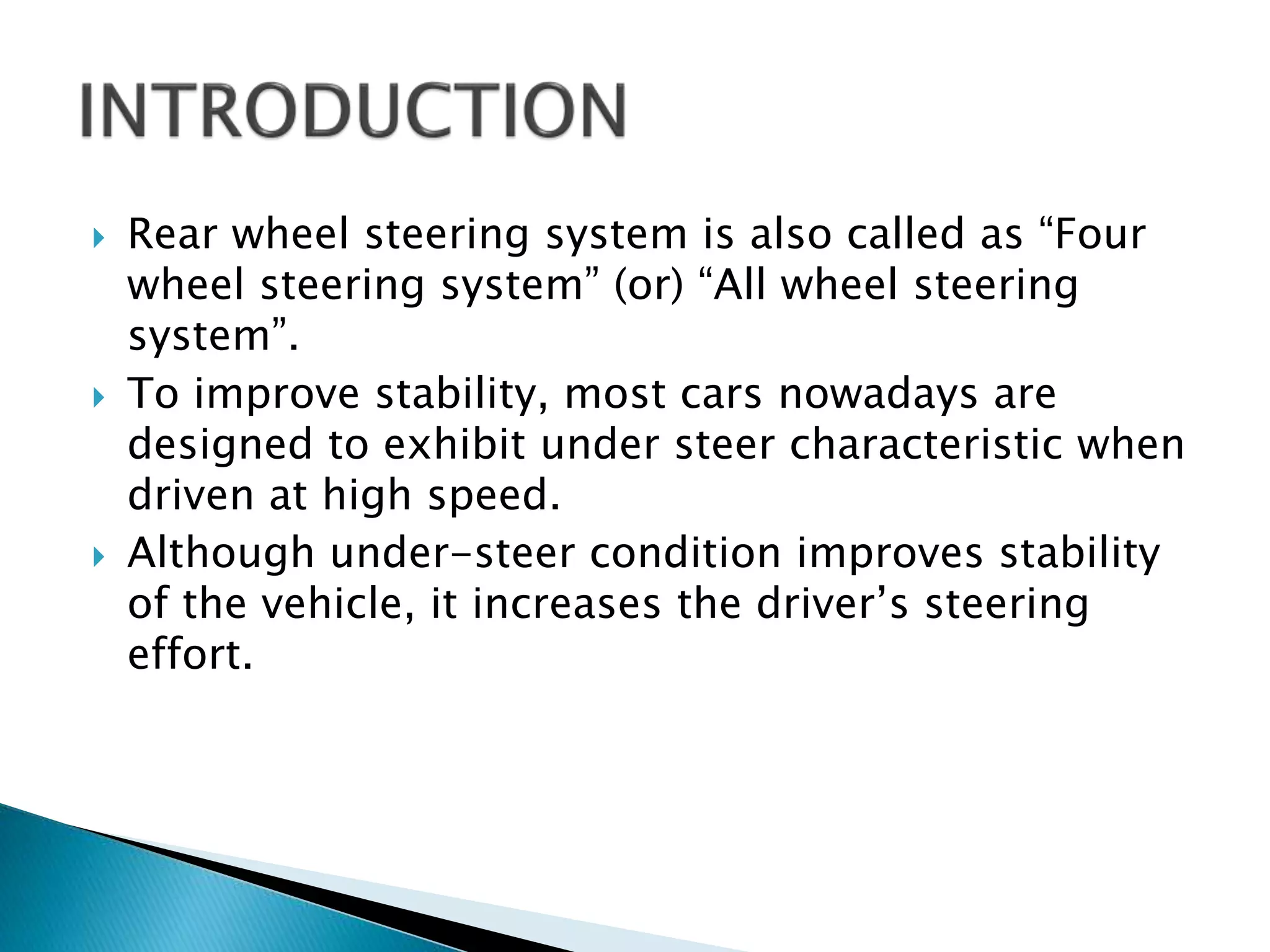 Rear wheel steering system ppt | PPT