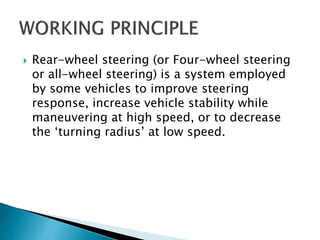 Rear wheel steering system ppt | PPTX