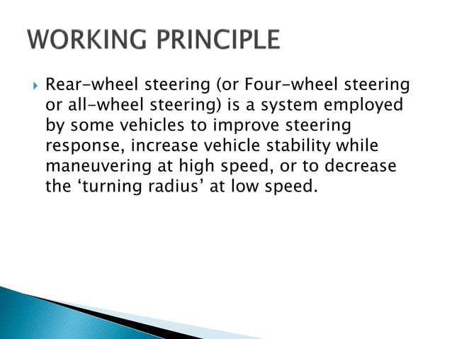 Rear wheel steering system ppt | PPTX | Performance Cars | Auto Type