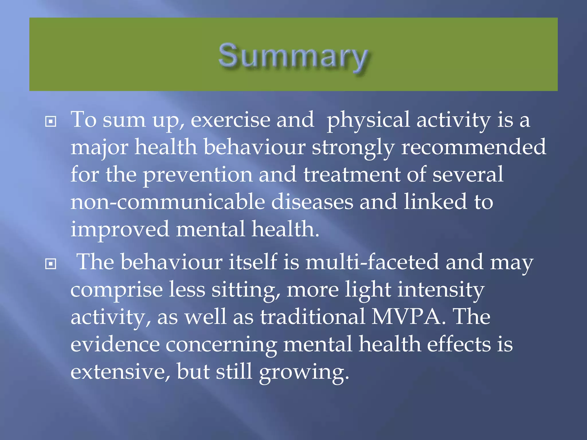 Physical activity and mental health | PPTX