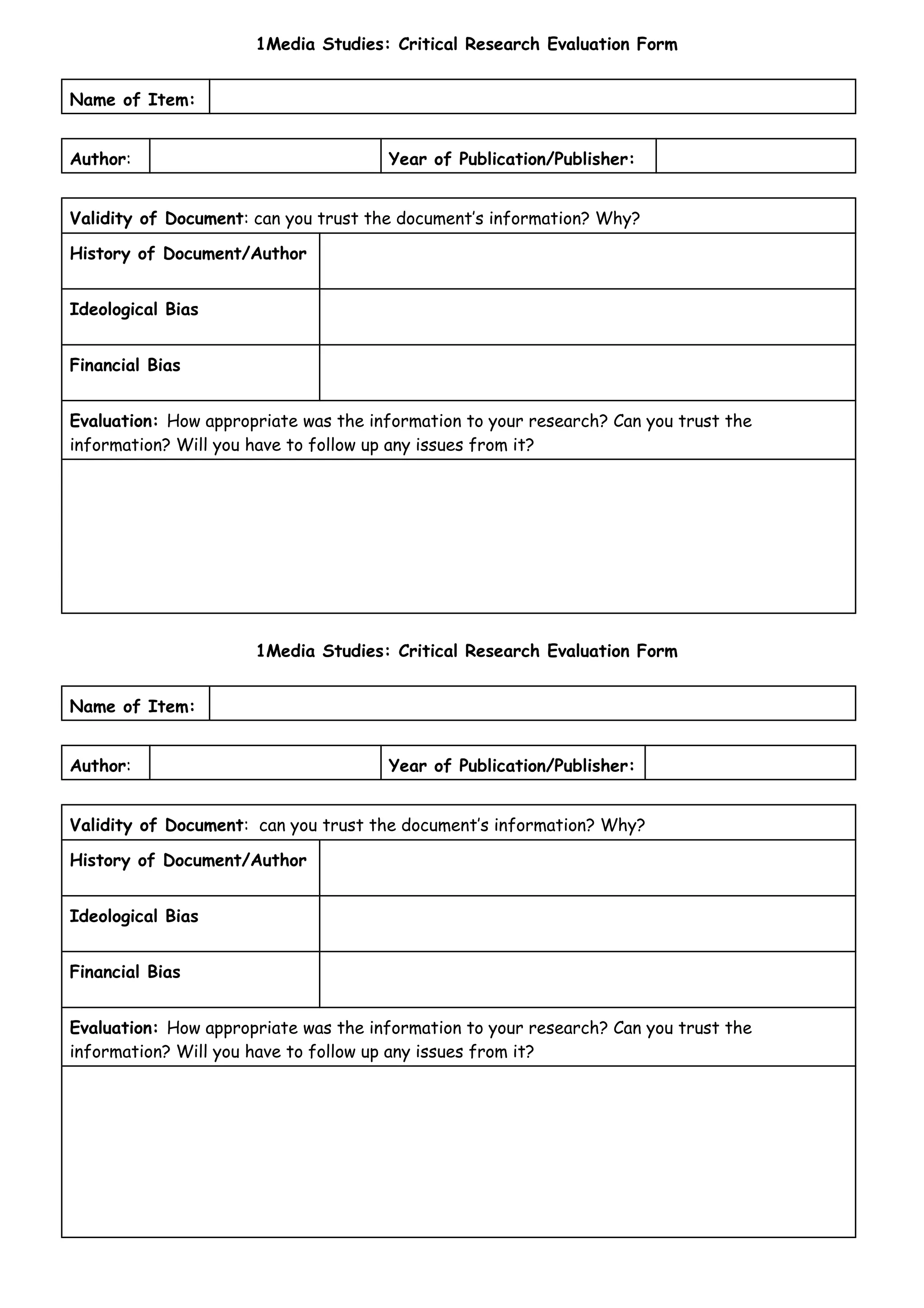 Research Evaluation Proforma | DOC