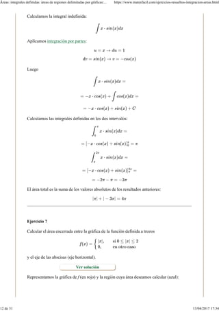 áReas integrales definidas áreas de regiones delimitadas por gráficas ...