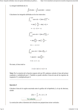 áReas integrales definidas áreas de regiones delimitadas por gráficas ...
