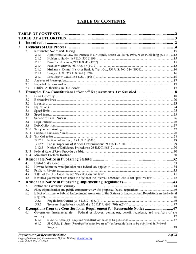 Requirement for Reasonable Notice, Form #05.022