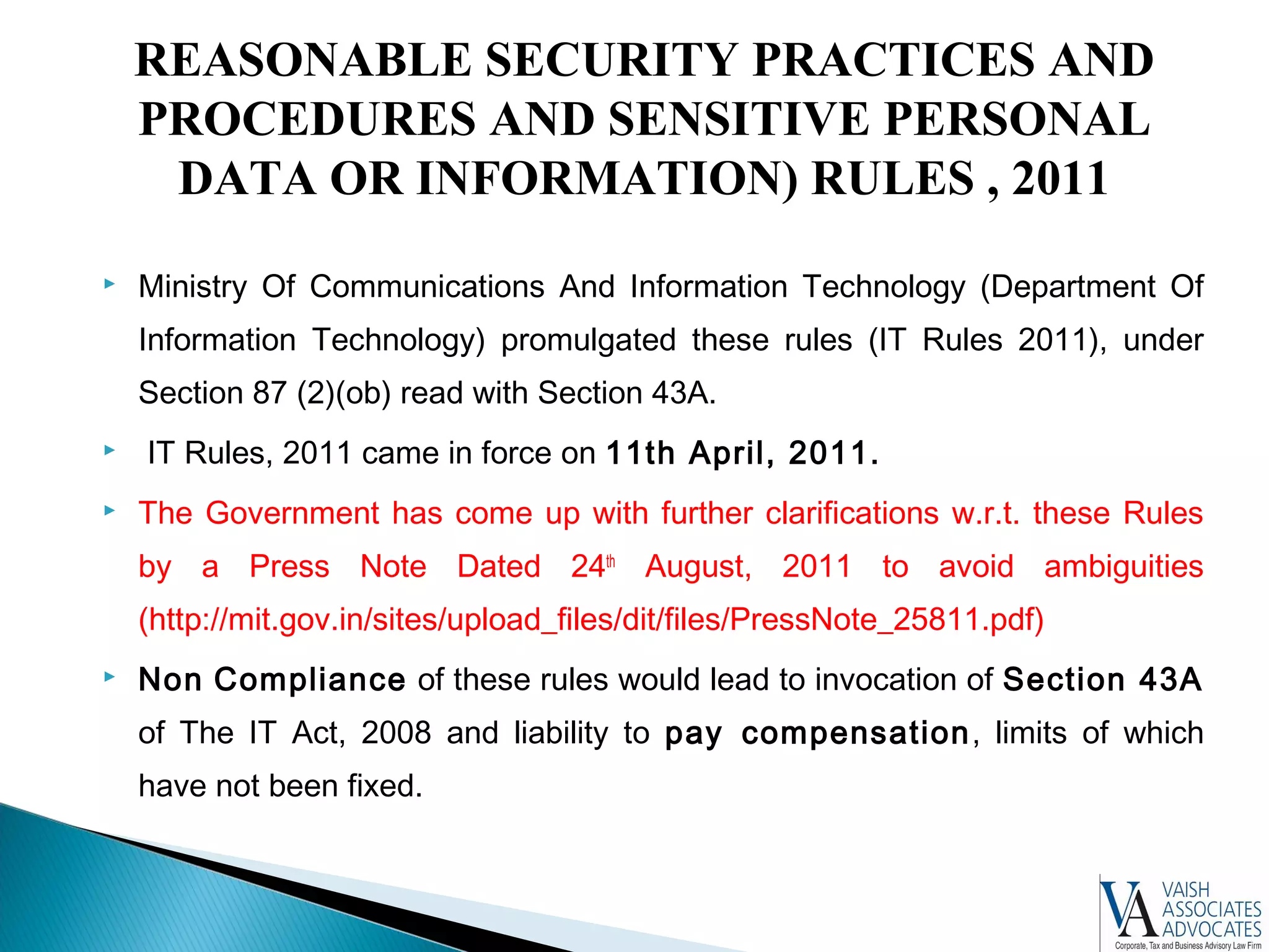 Reasonable security practices and procedures and sensitive personal ...
