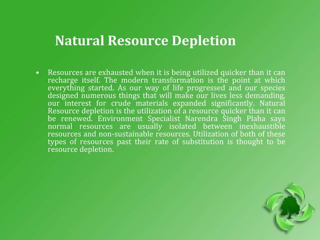 Reasons and effects of natural resource depletion | PPTX | Environment ...