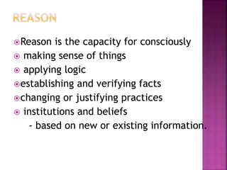 REASON AND AMP; BELIEF DIFFERENCES-KNOWLEDGE | PPTX