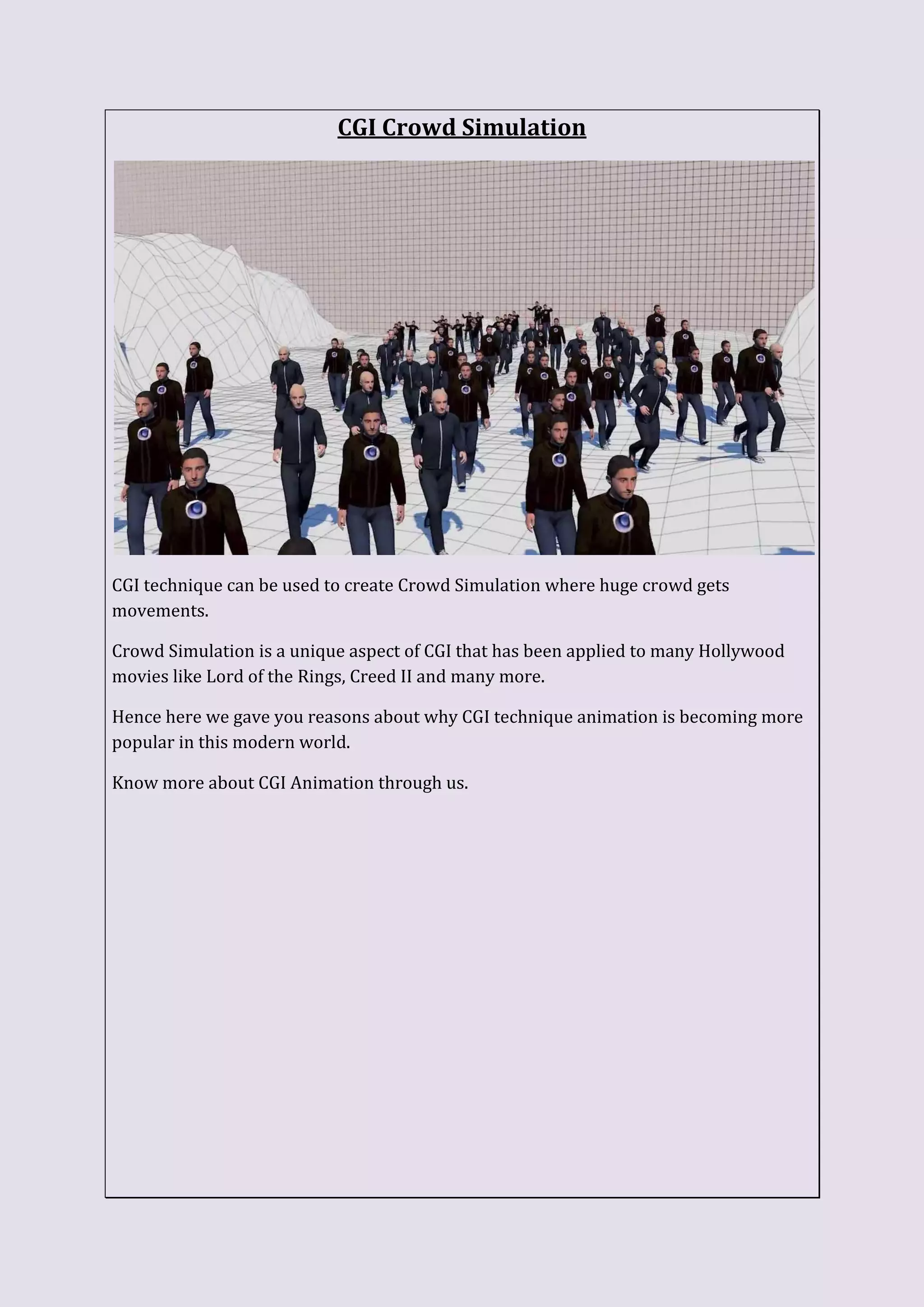 Reason CGI Animation Becoming Popular Animation Technique | PDF