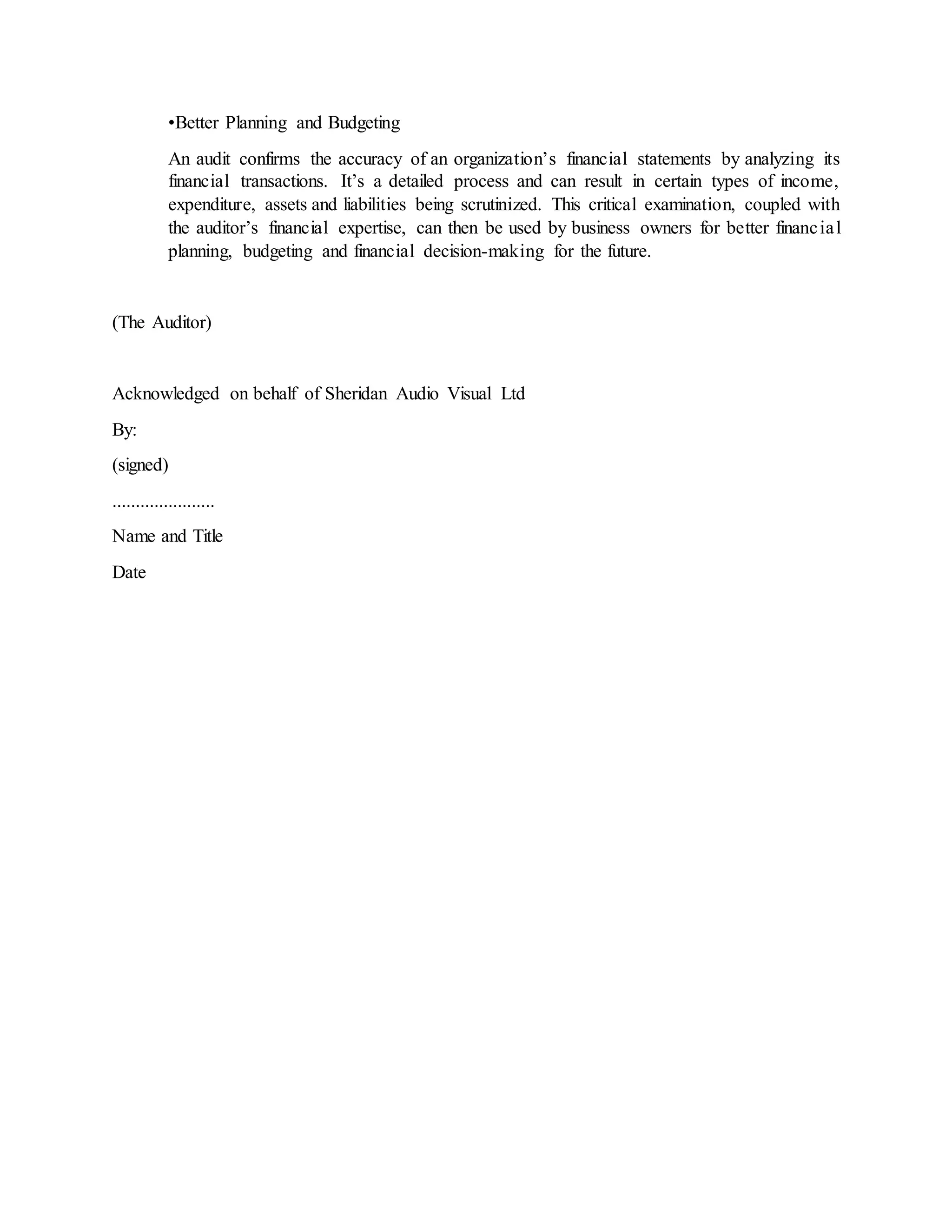 Reason for the audit letter | DOCX