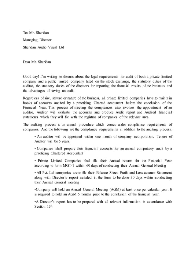 Reason for the audit letter | DOCX | Business Accounting & Finance ...