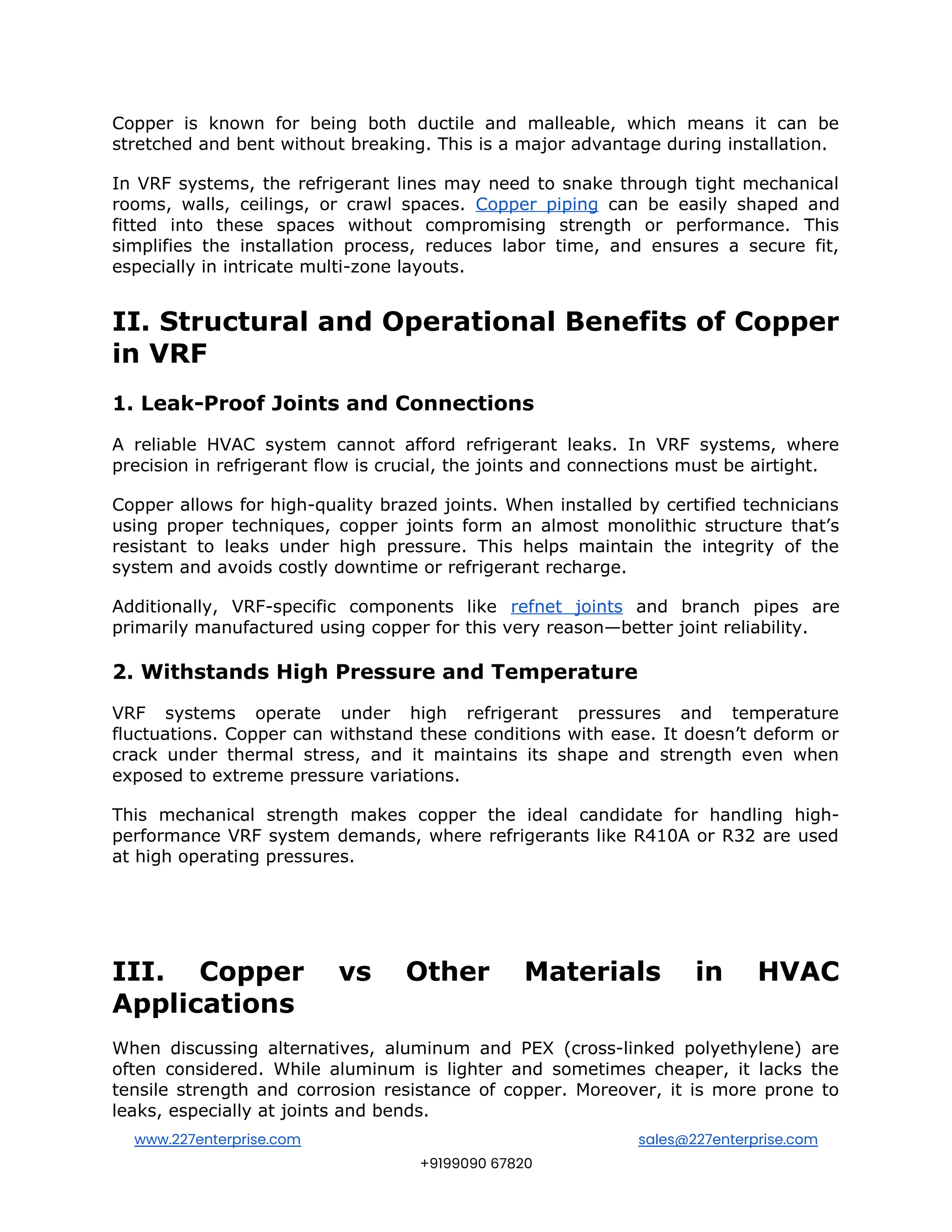 Reason for Using Copper in HVAC VRF System | DOCX