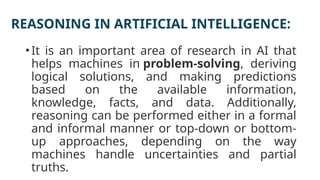 Reasoning in AI.pptx include different types of Reasoning | PPTX