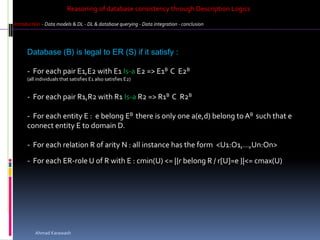 Reasoning of database consistency through description logics | PPT