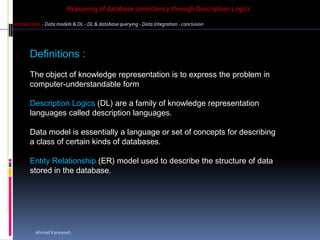 Reasoning of database consistency through description logics | PPT