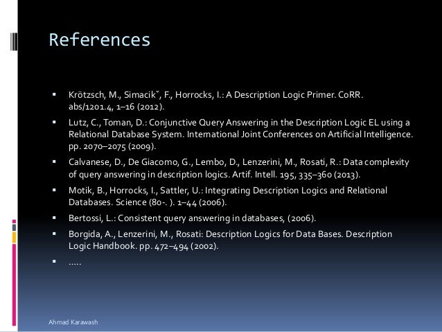 Reasoning of database consistency through description logics